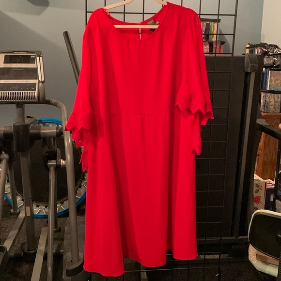 Taylor Woman | Dresses | Taylor Red Dress With Batwing Chiffon Sleeve 2 ...